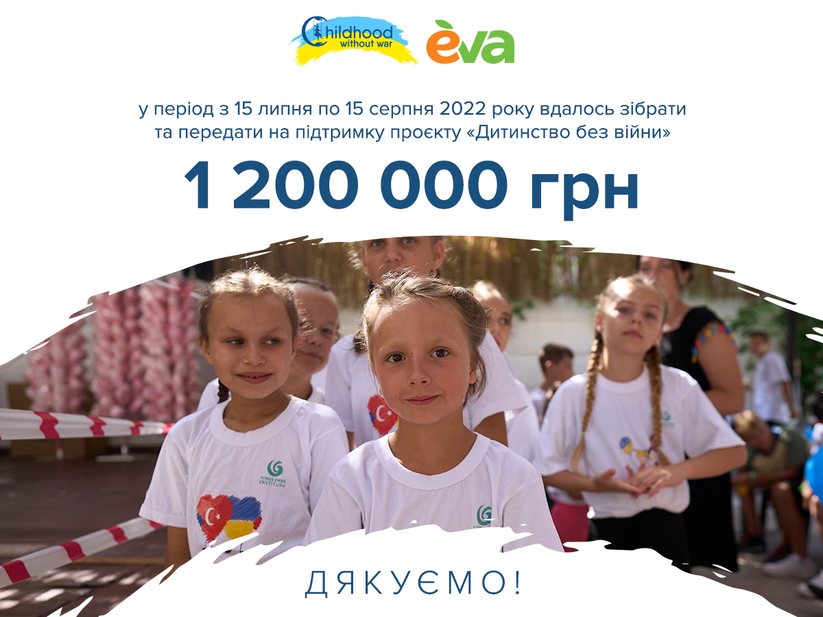 Результати акції на підтримку проєкту "Дитинство без війни" в EVA » Eva Blog